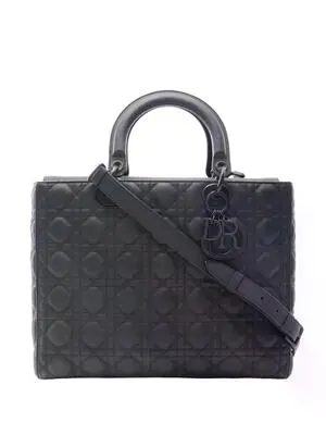 Dior Large Ultra Matte Calfskin Cannage Lady Satchel - Black