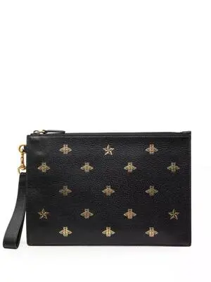 Gucci Calfskin Bee Star Clutch Bag