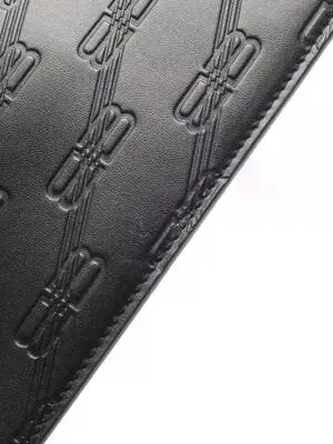 Balenciaga Bb Monogram Embossed Leather Wristlet Clutch Bag