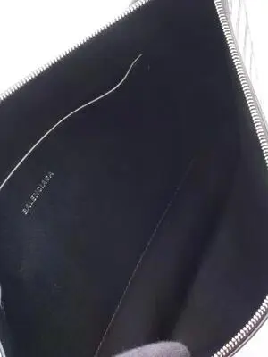 Balenciaga Bb Monogram Embossed Leather Wristlet Clutch Bag