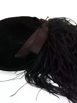 Vintage Feather Trim Bow Hat