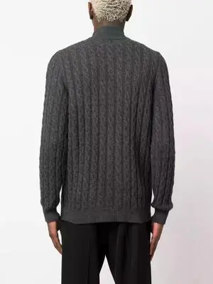 Kiton Cable-knit Cashmere Funnel Neck Zip-up Jacket