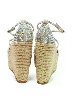 LE SILLA Crystal Embellished Espadrille Wedge Sandals