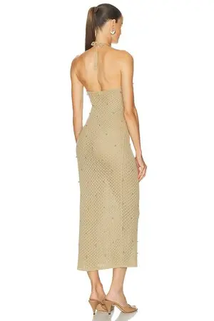 Staud Isola Maxi Dress In Crochet Knit With Embellishments
