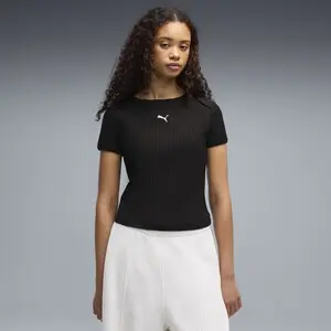 PUMA Essentials Ribbed Slim T-shirt - Black