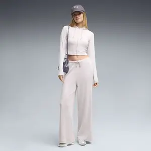 PUMA Essentials Ribbed Wide Leg Pants - Pink