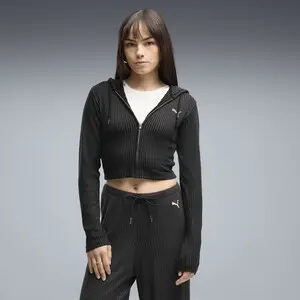 PUMA PUMA Essentials Ribbed Full Zip Hoodie Black