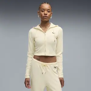 PUMA PUMA Essentials Ribbed Full Zip Hoodie Yellow