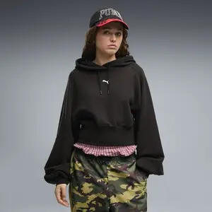 PUMA PUMA Cropped Balloon Sleeve Hoodie Black