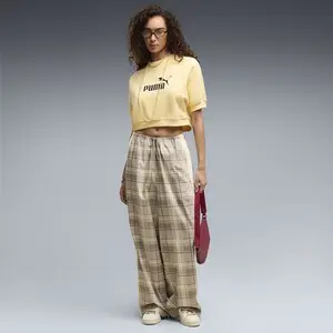 PUMA T7 Relaxed Tartan Pants - Beige
