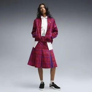 PUMA T7 Pleated Tartan Midi Skirt - Red