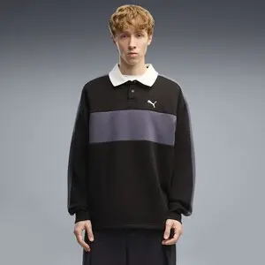 PUMA T7 Relaxed Polo Crew Neck Sweatshirt - Black