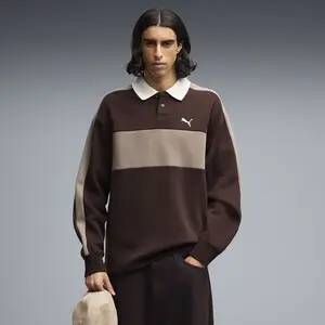 PUMA T7 Relaxed Polo Crew Neck Sweatshirt - Brown
