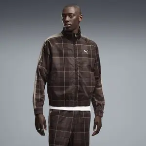 PUMA T7 Relaxed Tartan T7 Track Jacket - Brown