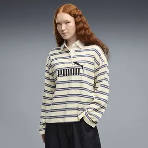 PUMA Elevated Essentials Oversized Long Sleeve Rugby Polo Shirt - Yellow