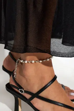 JIMMY CHOO Chain Anklet With Pearl And Crystal Embellishments