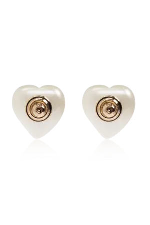 Valentino Garavani Crystal Monogram Heart Stud Earrings