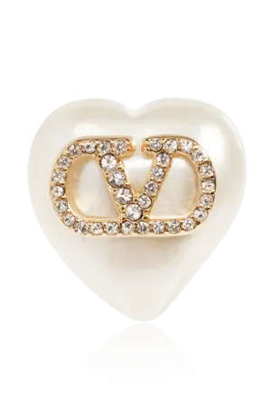Valentino Garavani Crystal Monogram Heart Stud Earrings