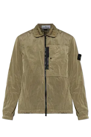 Stone Island Jacket With Logo Patch - Green
