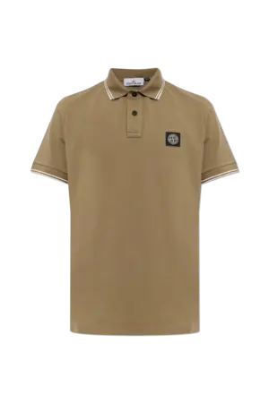 Stone Island Polo With Logo - Brown