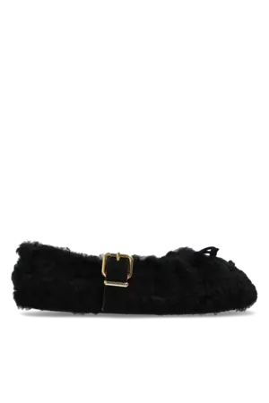 Marni Fur Ballerinas With Gold Buckle