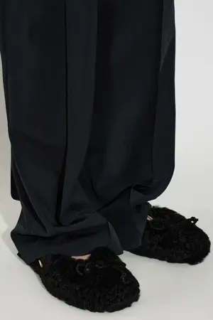 Marni Fur Ballerinas With Gold Buckle