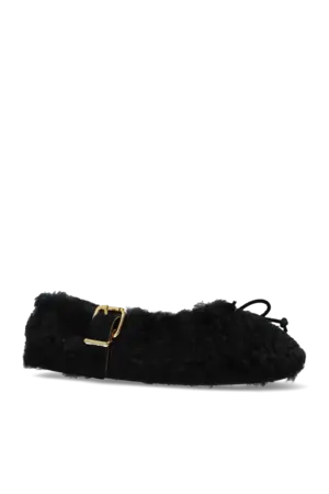 Marni Fur Ballerinas With Gold Buckle
