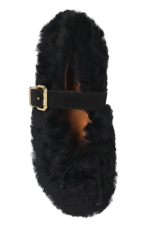 Marni Fur Ballerinas With Gold Buckle