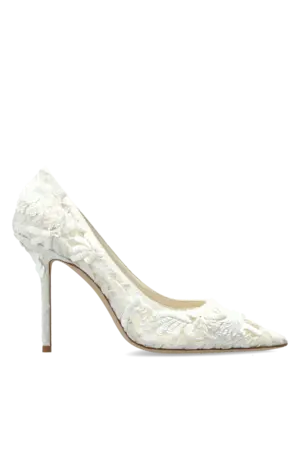 JIMMY CHOO Love 100 Floral Appliqué Stiletto Pumps