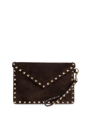 Valentino Garavani Leather Clutch With Studs - Brown
