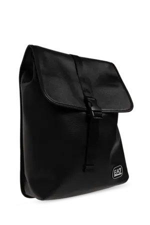 EA7 Leather Backpack With Logo Patch