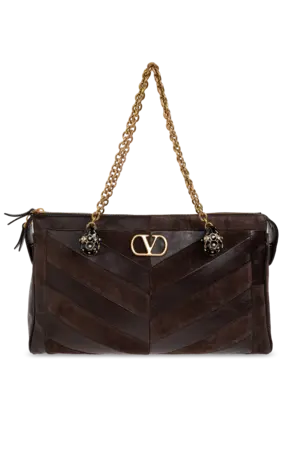 Valentino Garavani Leather Bag With Appliqués - Brown