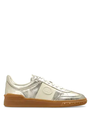 Valentino Garavani Leather Sports Shoes With Logo - Gold