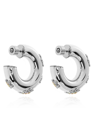 Marni Brass Hoop Earrings With Floral Motif