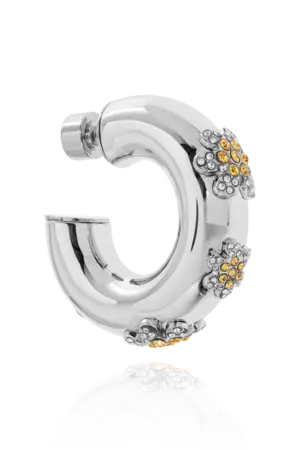 Marni Brass Hoop Earrings With Floral Motif
