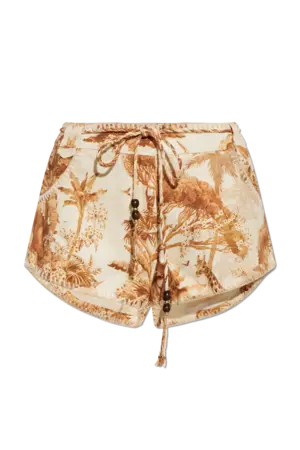 Zimmermann Printed Linen Shorts - Cream