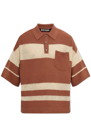 Palm Angels Polo With Logo - Brown