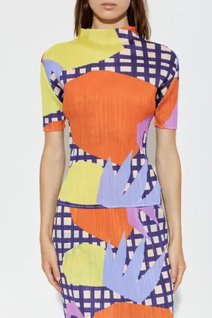 Issey Miyake Pleated Turtleneck Top
