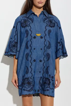 Zimmermann Embroidered Denim Dress - Blue