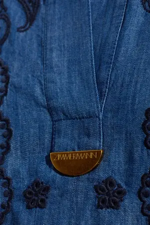 Zimmermann Embroidered Denim Dress - Blue