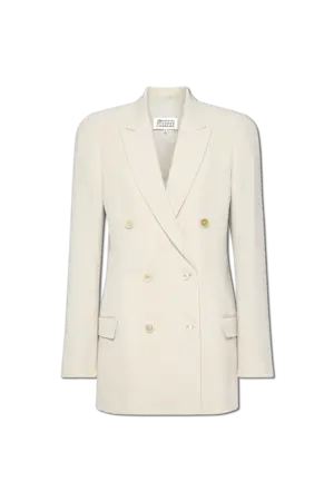 MAISON MARGIELA Double-breasted Wool Blazer - Cream