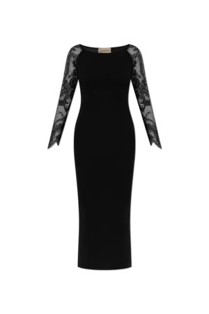 Valentino Garavani Pencil Dress With Lace Sleeves - Black