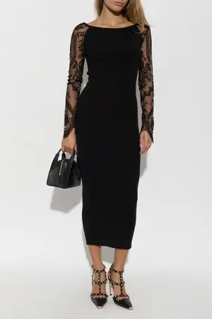 Valentino Garavani Lace Sleeve Pencil Dress