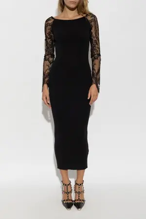 Valentino Garavani Lace Sleeve Pencil Dress