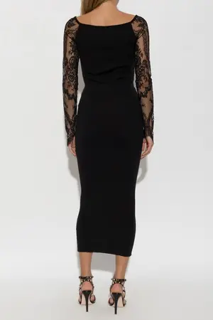 Valentino Garavani Lace Sleeve Pencil Dress