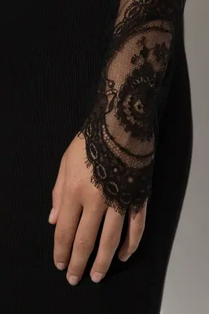 Valentino Garavani Lace Sleeve Pencil Dress
