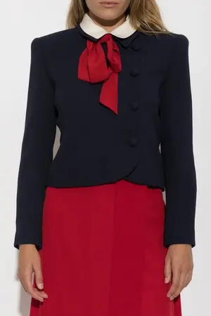 Valentino Garavani Cropped Wool Blazer With Contrasting Collar