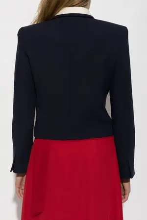 Valentino Garavani Cropped Wool Blazer With Contrasting Collar