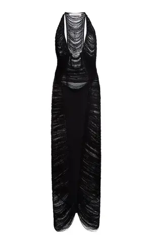 Christopher Esber Fringed Knit Maxi Dress - Black