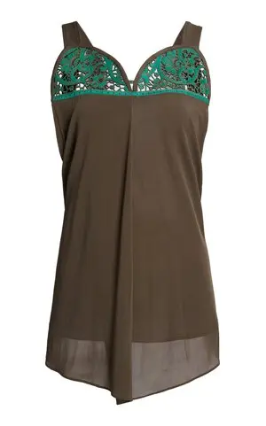 Christopher Esber Bac Lasercut Lace Jersey Leather Tank Top - Brown